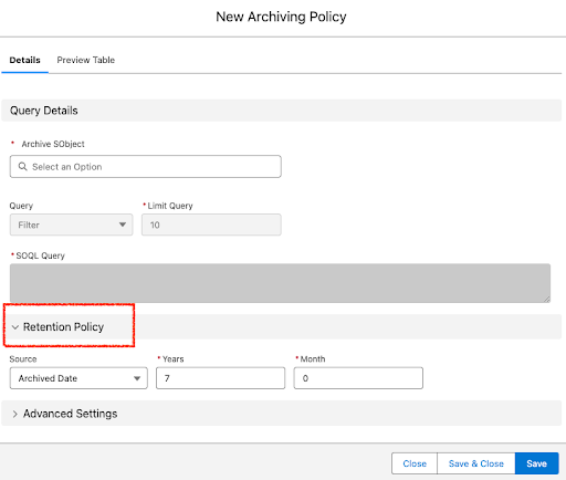 Retention versus Purge Policy in Archive