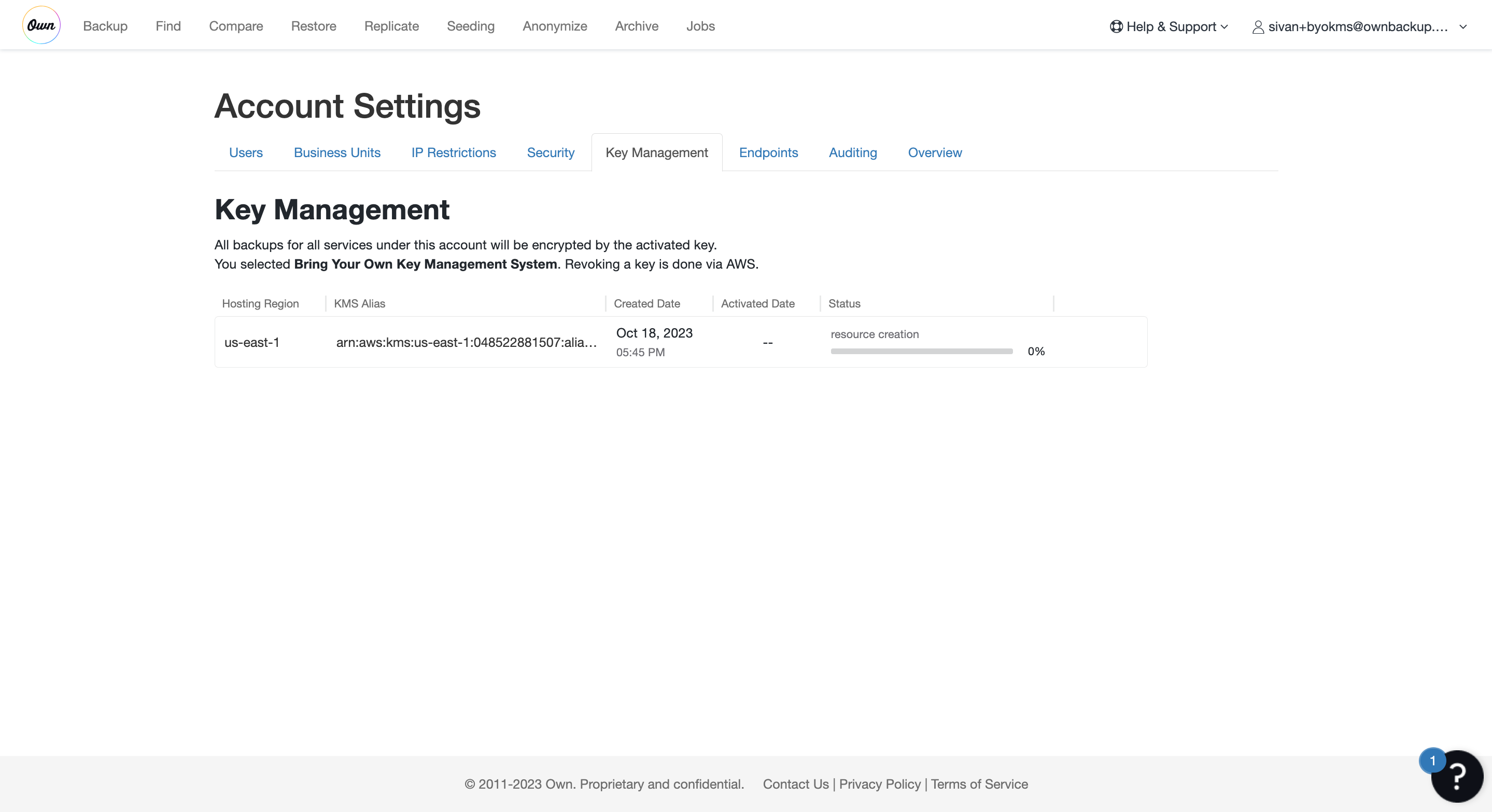 Bring Your Own Key Management Service for Recover