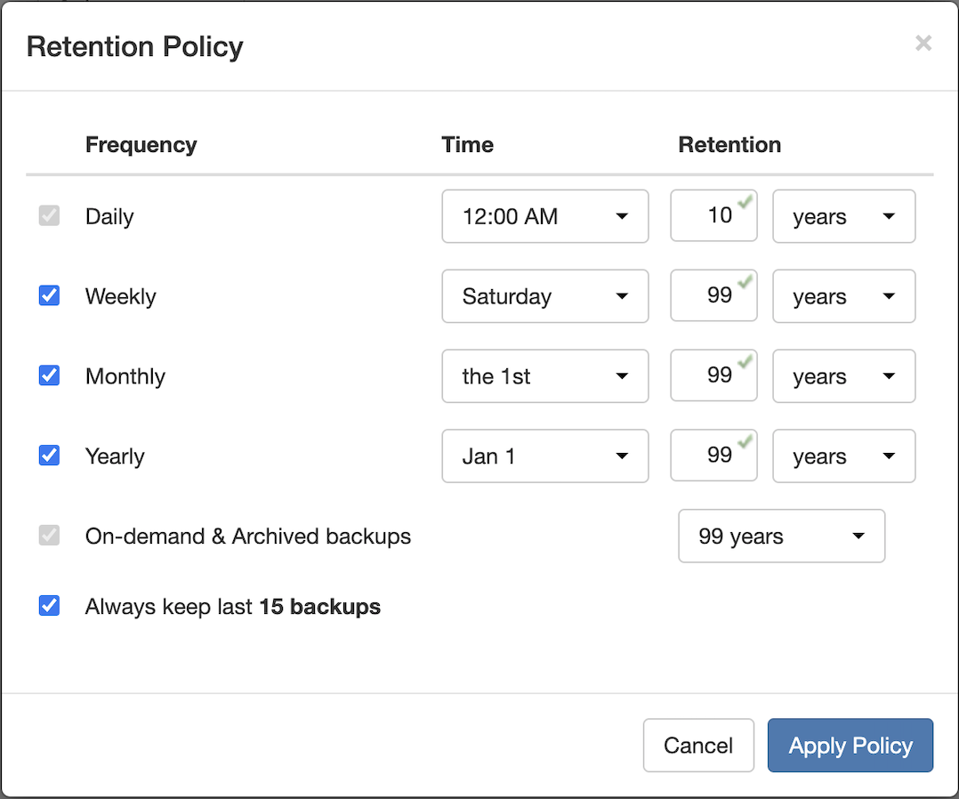 Managing ServiceNow Backup Retention Policies