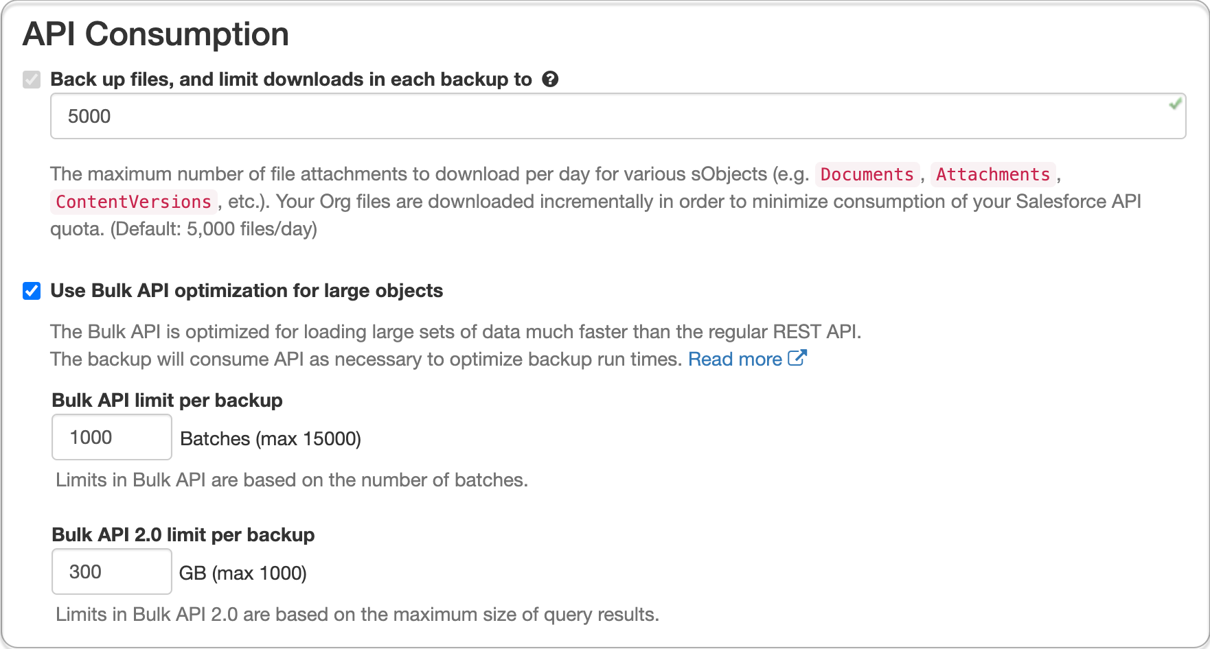 Managing API Consumption for Salesforce Backups
